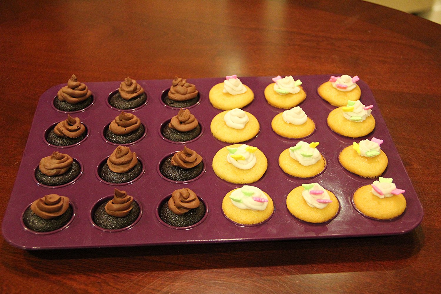 Premium 24 Cup Mini Muffin Pan (Deep Plum) Non Stick Bakeware with ...