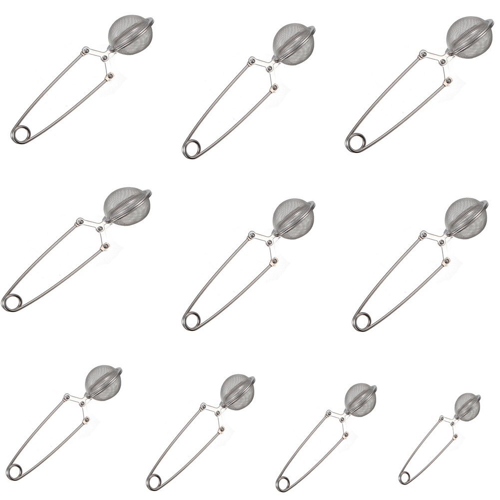 Generic 10Pcs/Lot Round Mesh Stainless Steel Spoon Tea Infuser Stir ...