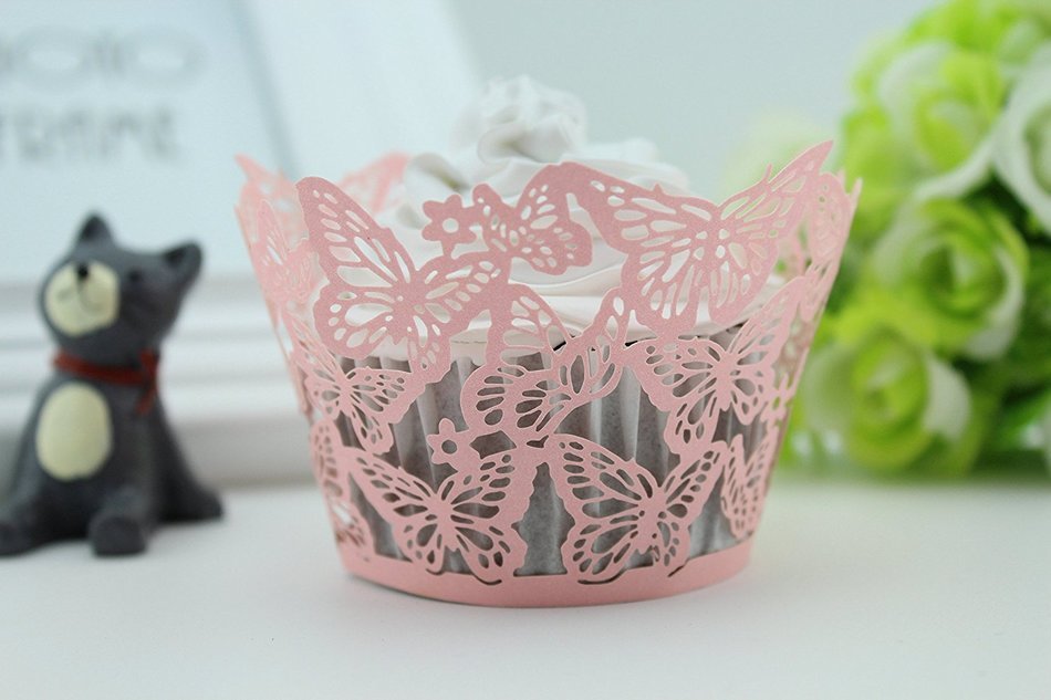 Finex® 100pcs *Butterfly* Wedding Cupcake Liner Wrappers Muffin Wrapper ...