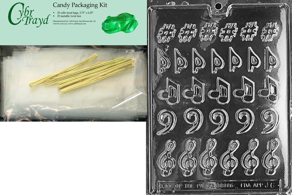Cybrtrayd J006 Music, Music, Music Chocolate Candy Mold with Exclusive ...