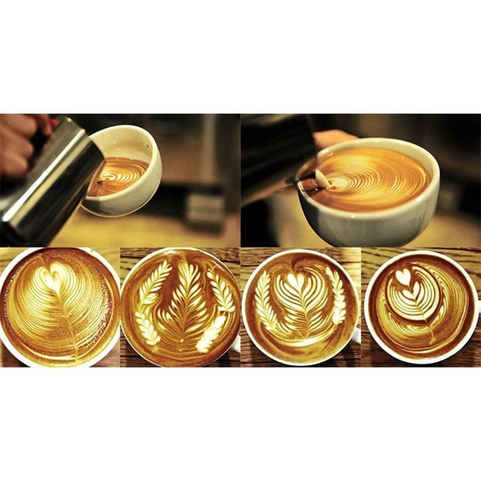 Stainless Steel Milk Coffee Frothing Pitcher Cup Jug Silver Tone (600ml ...