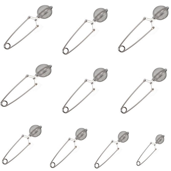 Generic 10Pcs/Lot Round Mesh Stainless Steel Spoon Tea Infuser Stir ...