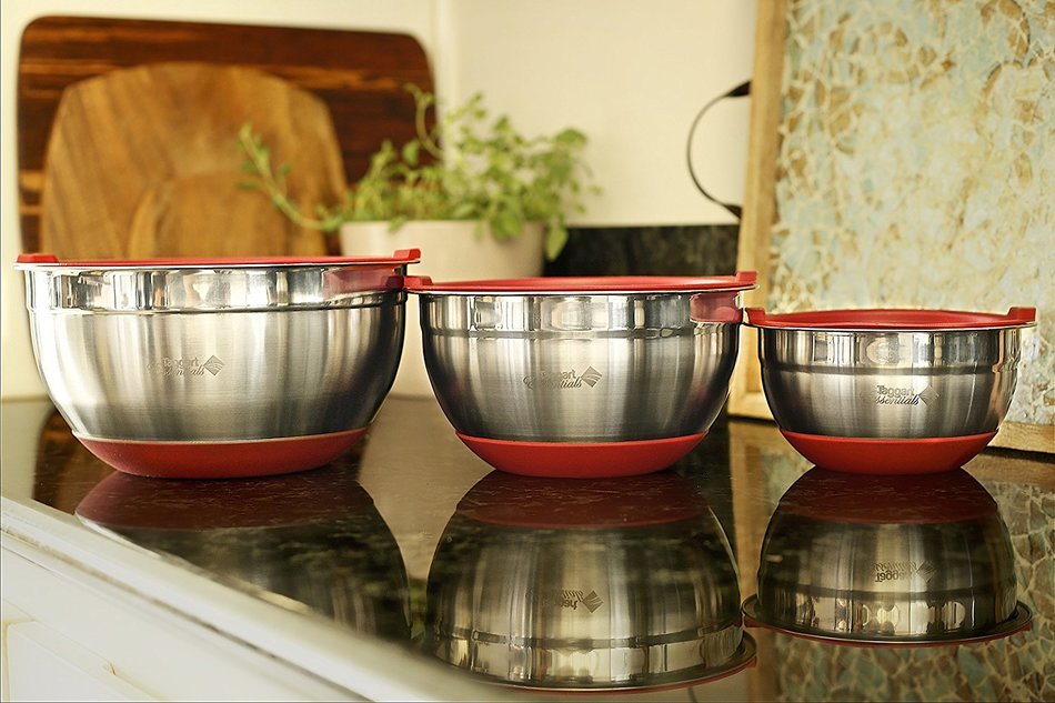 Taggart Essentials 3 Piece Stainless Steel Mixing Bowl Set with Lids ...