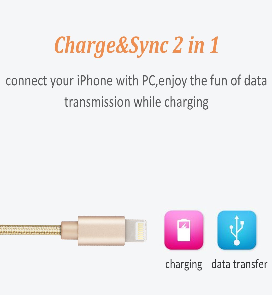 IPhone Charger, X-cable Nylon Braided Apple Lightning Cable USB Sync ...