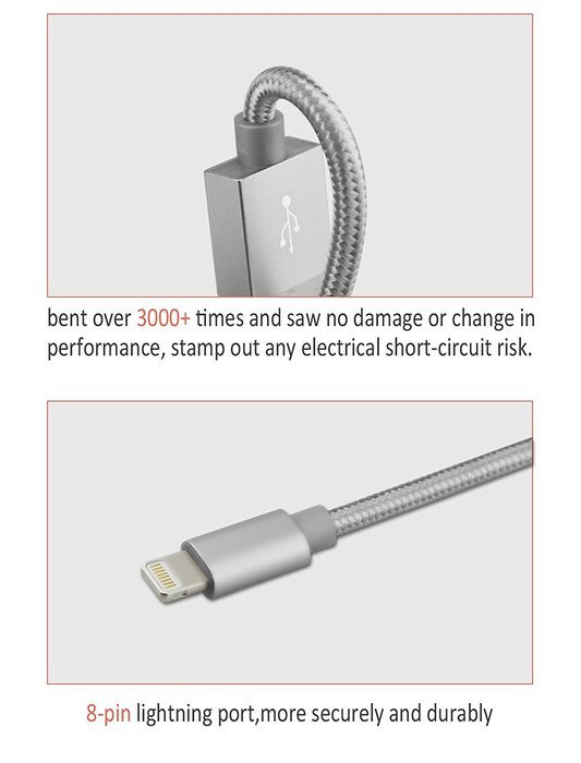 IPhone Charger, X-cable Nylon Braided Apple Lightning Cable USB Sync ...
