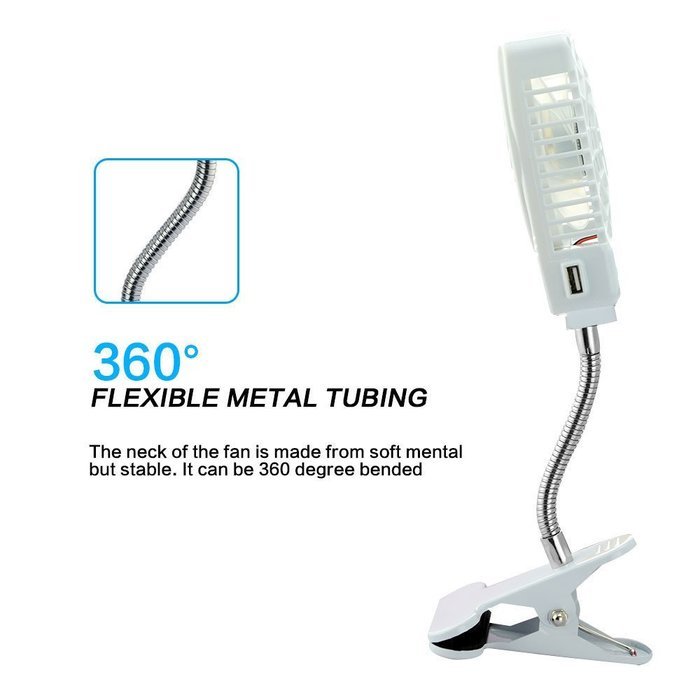 Topwell Mini Square Rechargeable Clip Base Fan with LED Light, Battery ...
