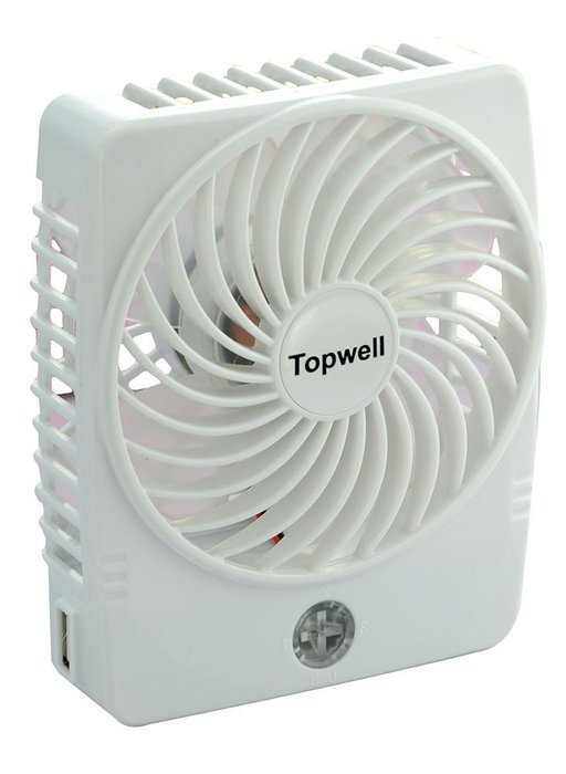 Topwell Mini Square Rechargeable Clip Base Fan with LED Light, Battery ...