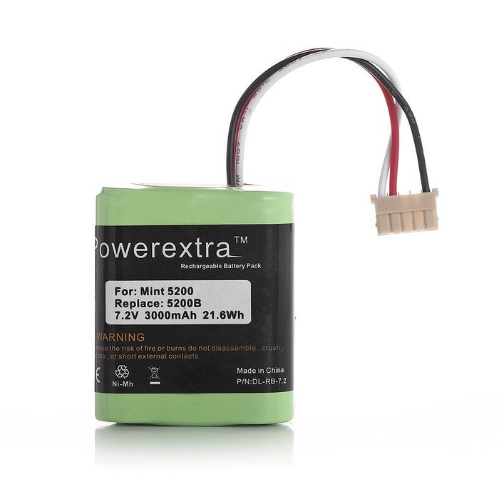 Powerextra High Capacity 7.2V 3000mAh Ni-MH iRobot Mint 5200 Vacuum ...