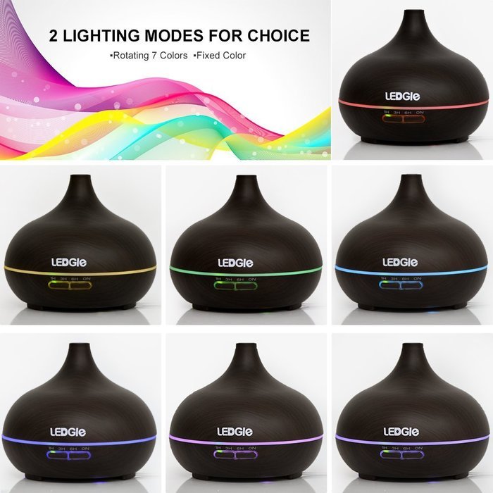 Ledgle Essential Oil Diffuser, 300ml Aroma Humidifier Cool Mist Wood ...