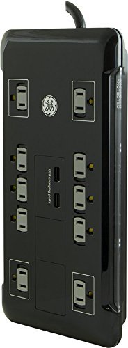 GE 30524 Surge Protector, 10 Outlets, 2880J, 4' USB Cord, Safety Covers ...