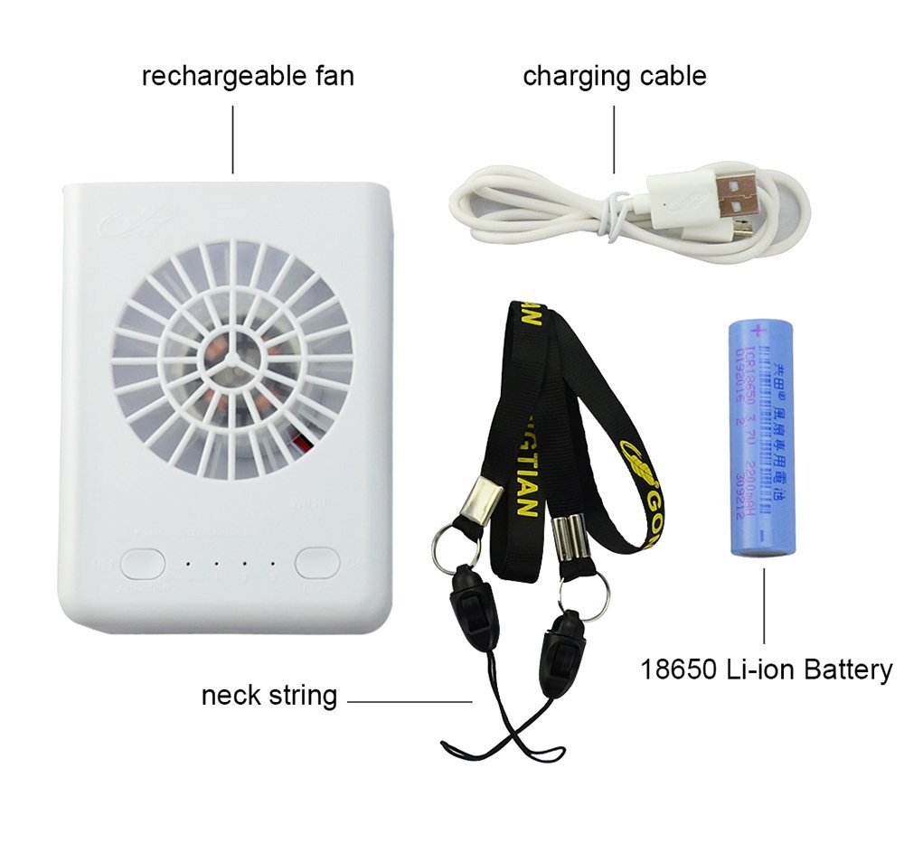 Deli 3 Speeds Portable Multi-functional Mini Rechargeable Fan Powered ...