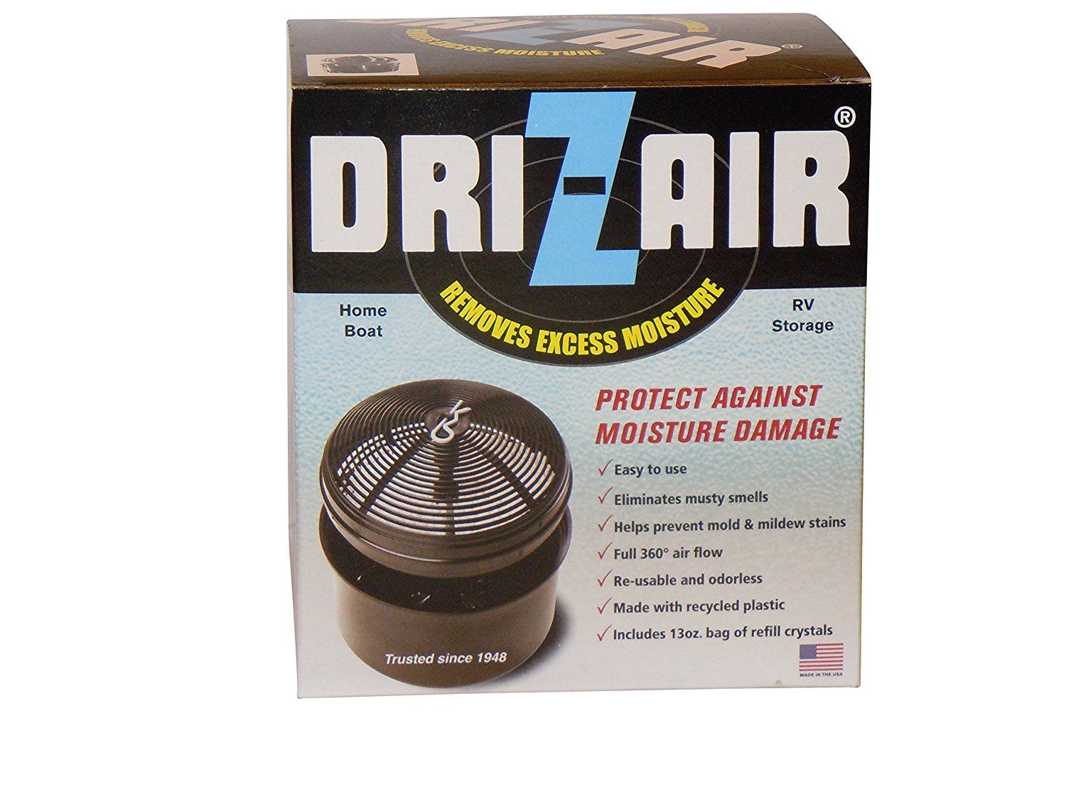 Dri-Z-Air Dehumidifier Pot with 13 Oz Refill of Moisture Absorbing ...