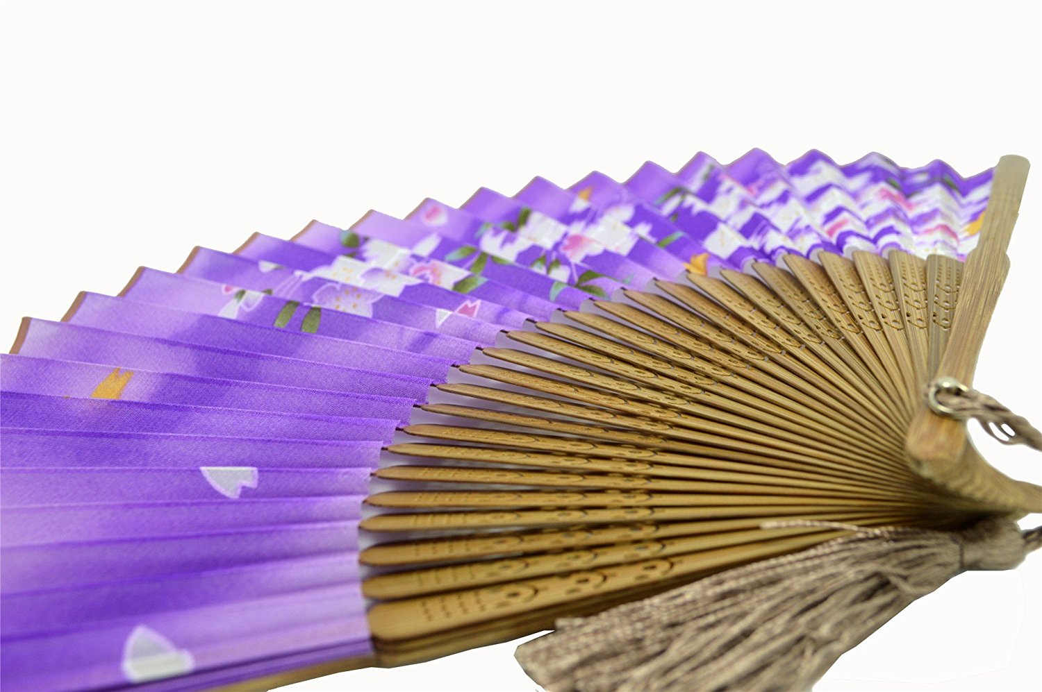TANG DYNASTY(TM) High Quality Japanese Silks Hand Fan Purple Handheld ...