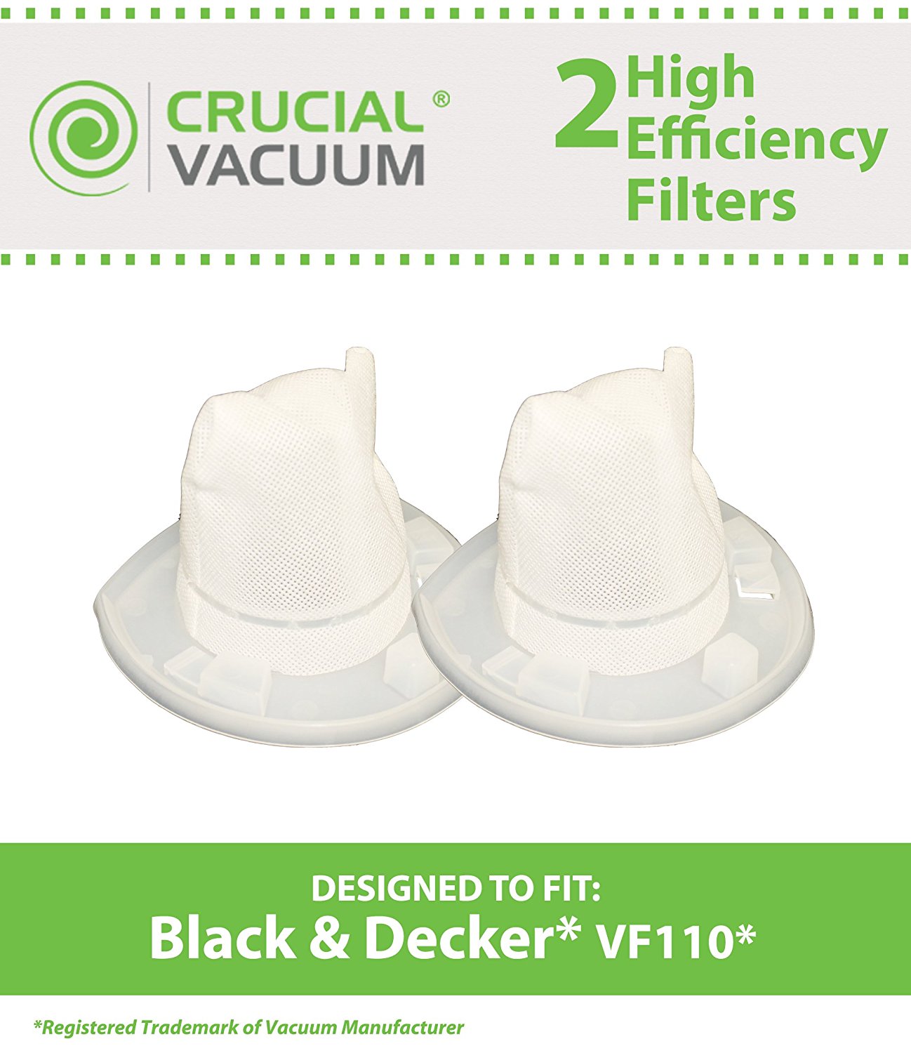 2 Black & Decker Washable VF110 Filters Fit CHV9610, CHV1210, CHV1410 ...