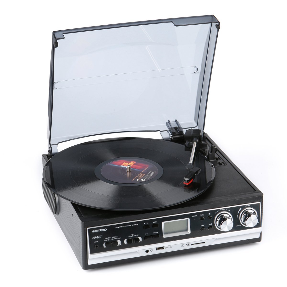 Record Player Musitrend Belt Drive 3 Speed Turntable with LCD Display ...