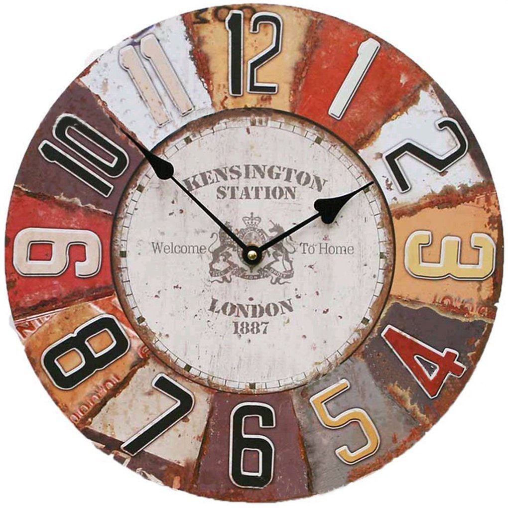 MuLuo 12 inch Wood home wall clocks hanging watch for living room ...