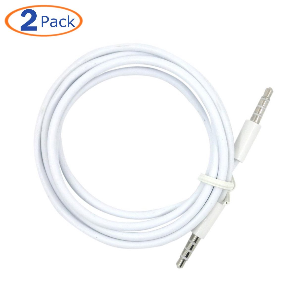 Conwork 2-Pack 3.5mm 4-Pin Universal Male to Male Auxiliary Extension ...