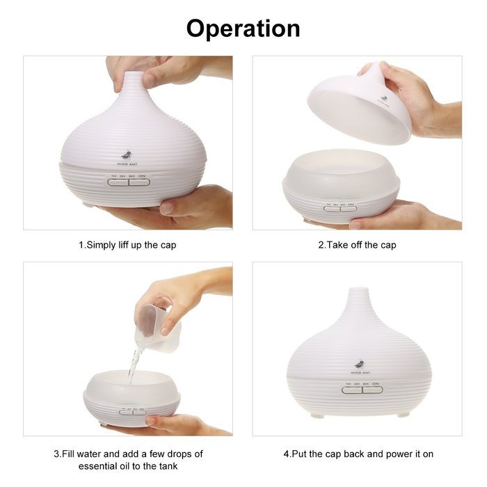300ML Aromatherapy Essential Oil Diffuser,MINO ANT Cool Mist Ultrasonic Air Humidifier with 7 ...