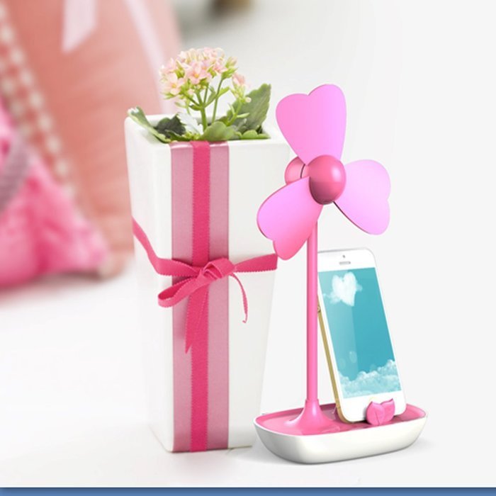 Glovion Four-leaf Clover EVA Soft Blade USB Mini Desktop Fan with Phone ...