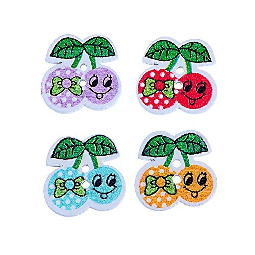 MuLuo 50pcs Mixed 2 Holes Sewing Bakelite Buttons with Cherry Pattern ...