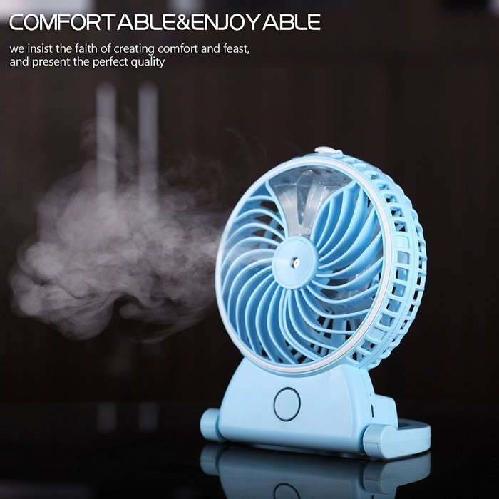 BASSTOP Portable Table Fan Mist Spray Cooling Desk Fan Air Handheld USB ...