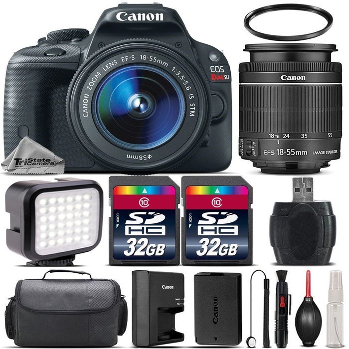 Canon EOS Rebel SL1 DSLR 18MP Camera + Canon 18-55mm IS STM Lens + 2 Of ...