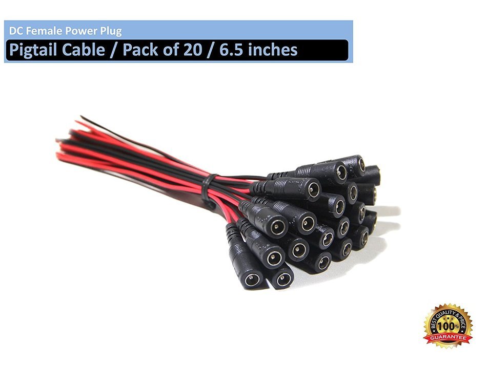 VIEWISE CCTV Security Camera DC Male Power Plug Pigtail Cable, Pack of ...
