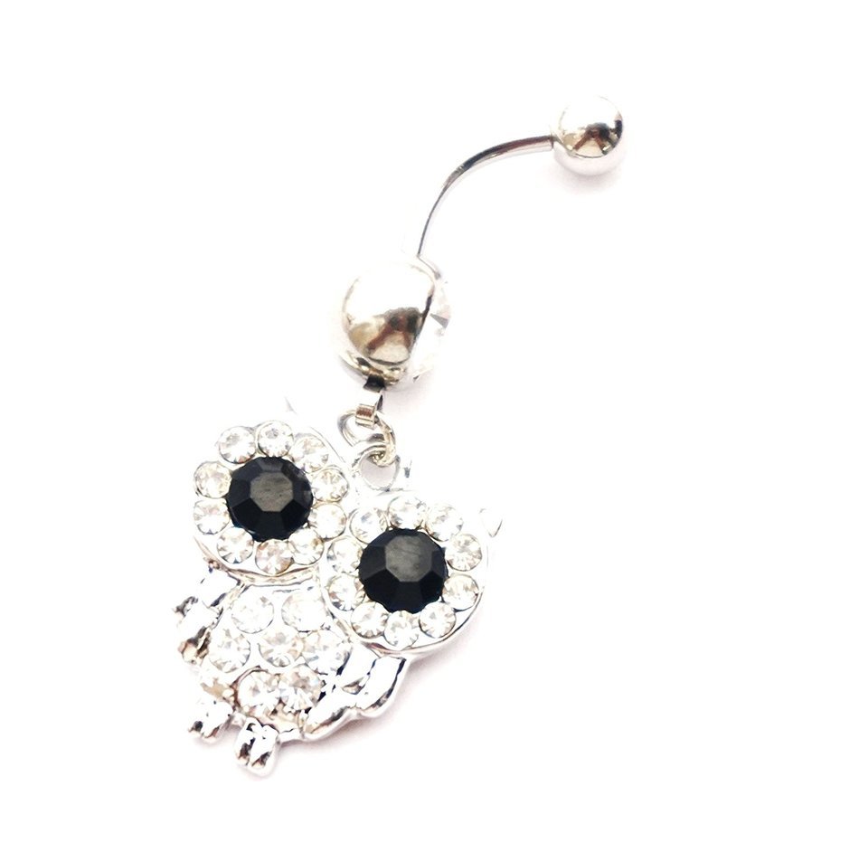 Dedegui 14g Silver Owl Belly Button Navel Ring Body Piercing Jewelry ...