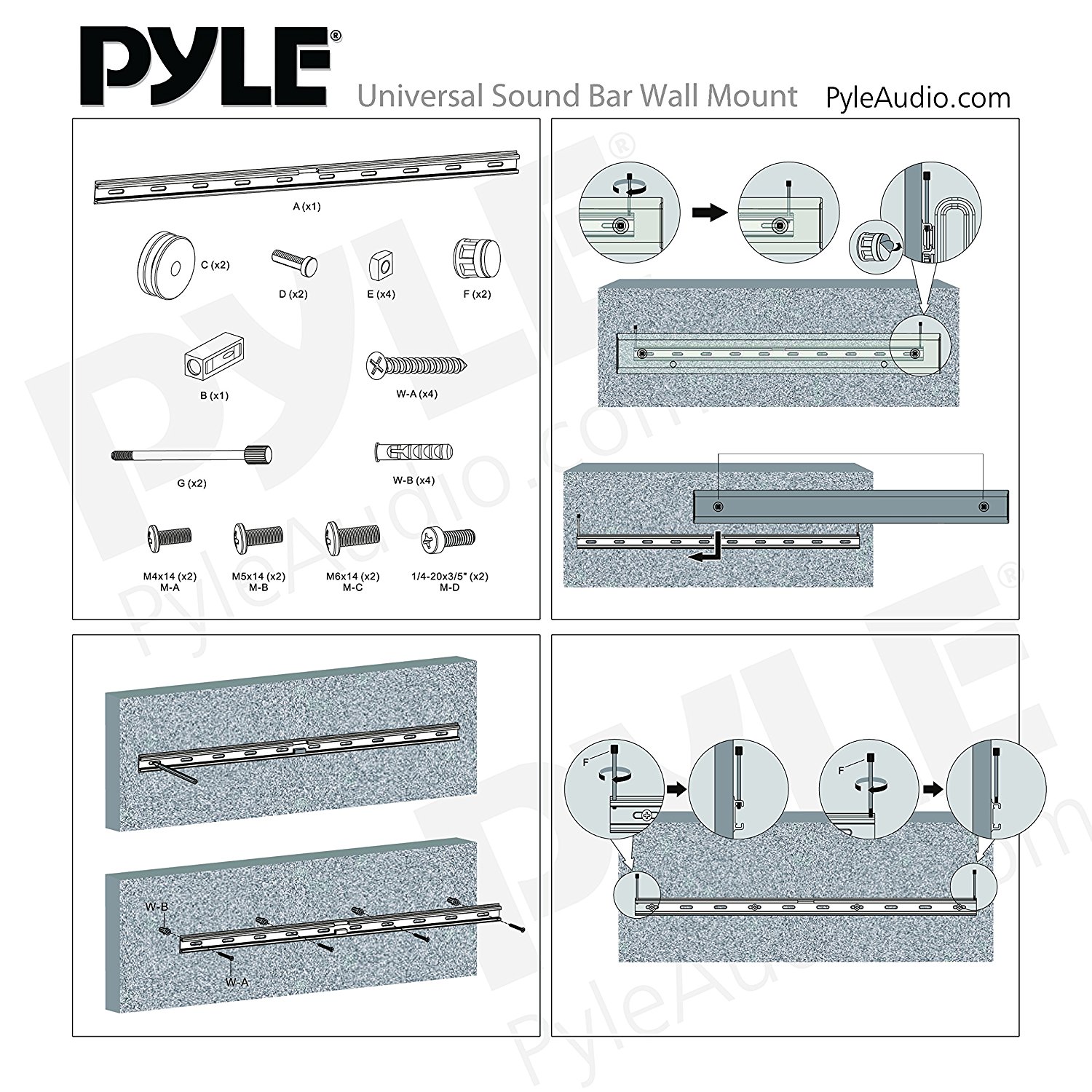 Pyle Sonos Wall Mount SoundBar Stand, Sound Bar Speaker Holder For ...