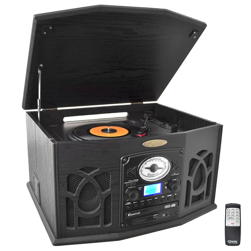 Pyle Retro Vintage Turntable with iPod Player CD/MP3and More-Black free ...