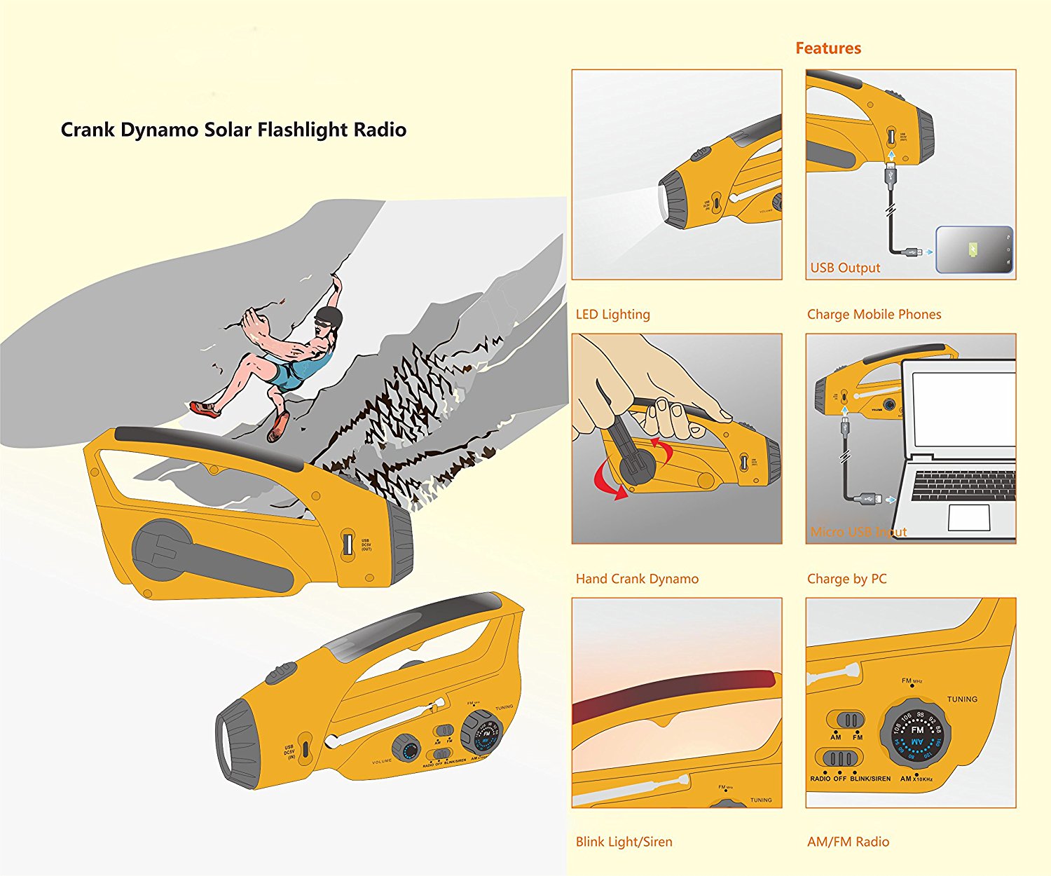 Portable Dynamo Solar Hand Crank Radio 3-Way Powered Solar Power,Dynamo ...