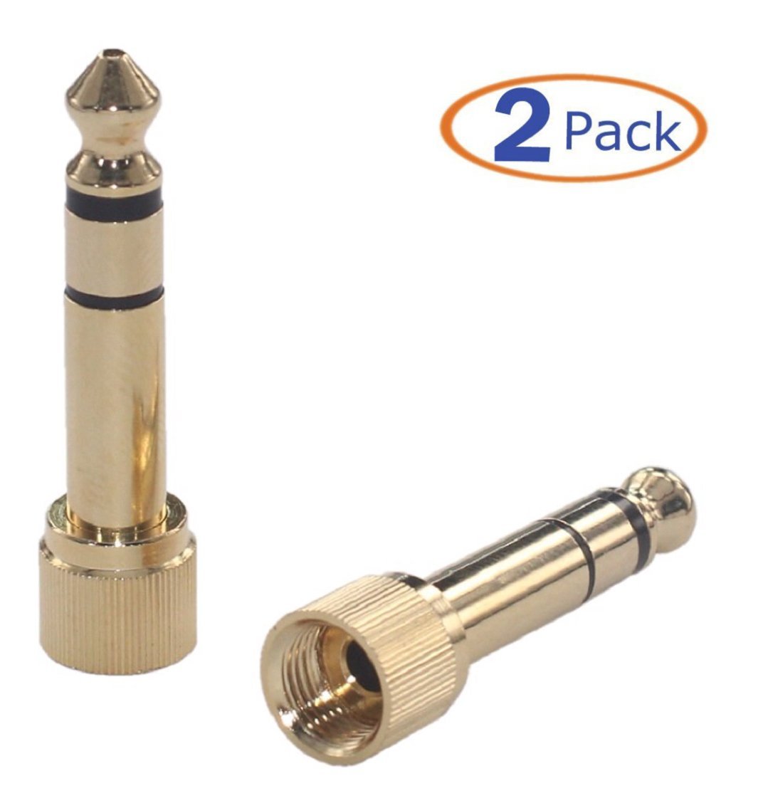 KK S3-6 2pcs 1/4" Stereo Phone Screw-On Adapter,3.5mm Plug to 6.35mm ...