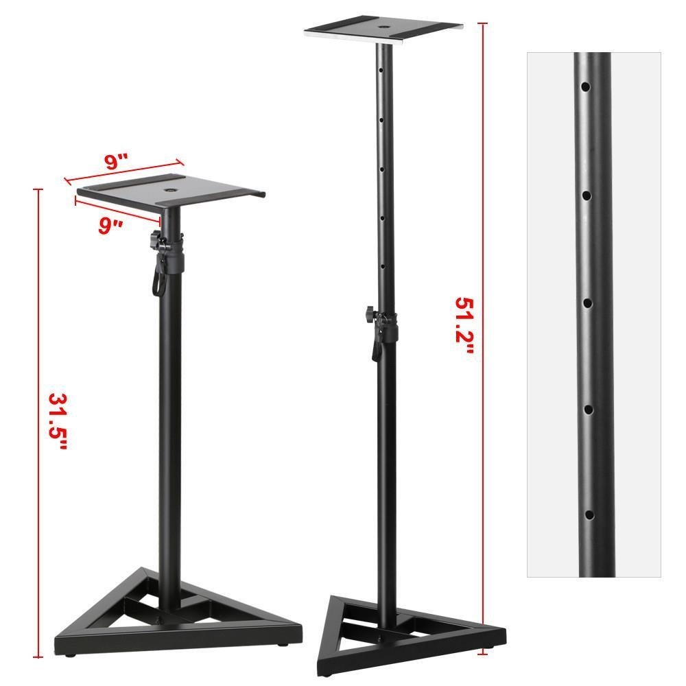 Topeakmart 2 Pcs Speaker Stands Adjustable Monitor Triangle Pair Steel ...