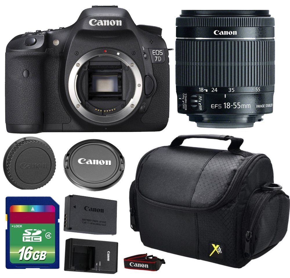 Canon 7D DSLR Camera + 18-55mm f/3.5-5.6 IS STM Lens + 16 GB SDHC ...
