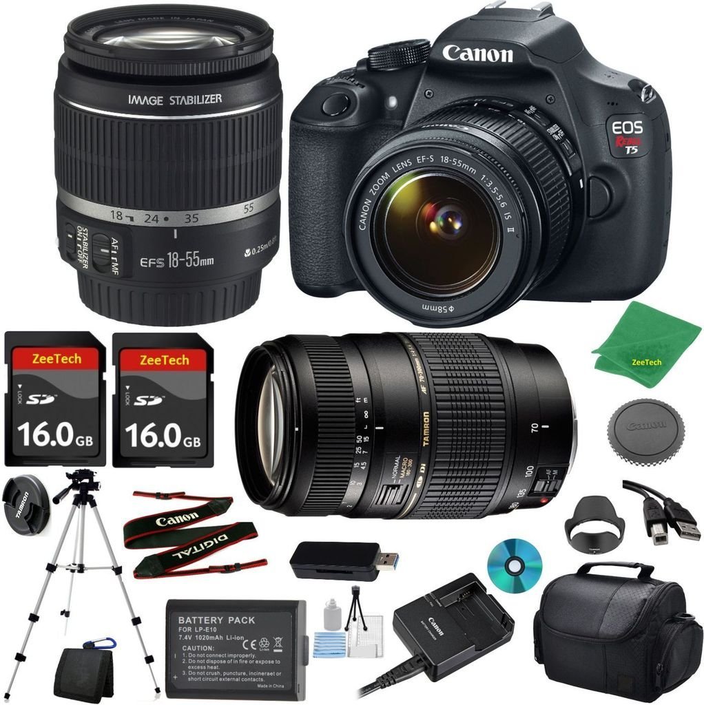 Canon EOS Rebel T5 Camera with 18-55mm IS Lens + Tamron 70-300mm AF ...