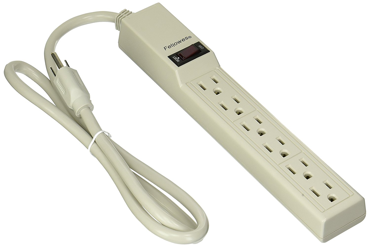 Fellowes 6-Outlet Office/Home Power Strip, 4 Foot Cord - Wall Mountable ...
