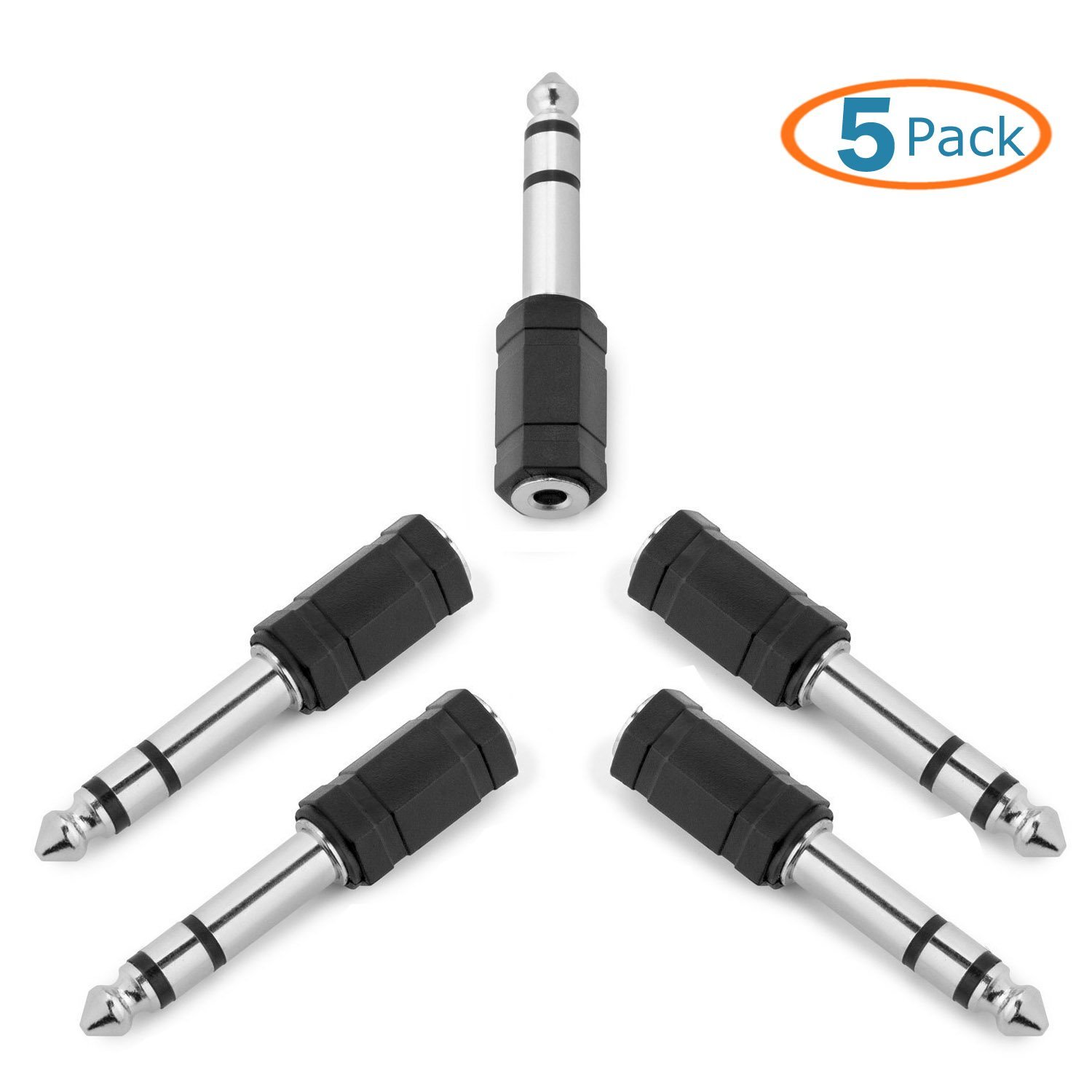 HTTX 6.35mm 1/4 Inch Male to 3.5mm Female Stereo Audio Mic Plug Adapter Jack (5-Pack) N4 free ...