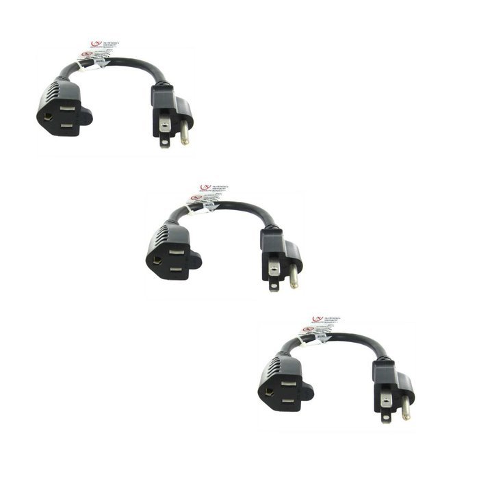 C&E CNE74467 1-Feet 16AWG Outlet Saver Power Extension Cord NEMA 5-15R ...