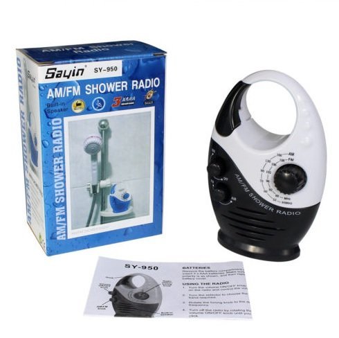 Waterproof FM/AM Mini Shower Radio Bathroom Hanging Music Radio FM 88 ...