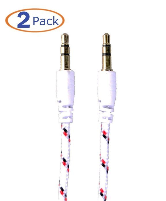 Nylon Braided Audio Cable, Conwork 2-Pack 3.5mm Male To Male Car and ...