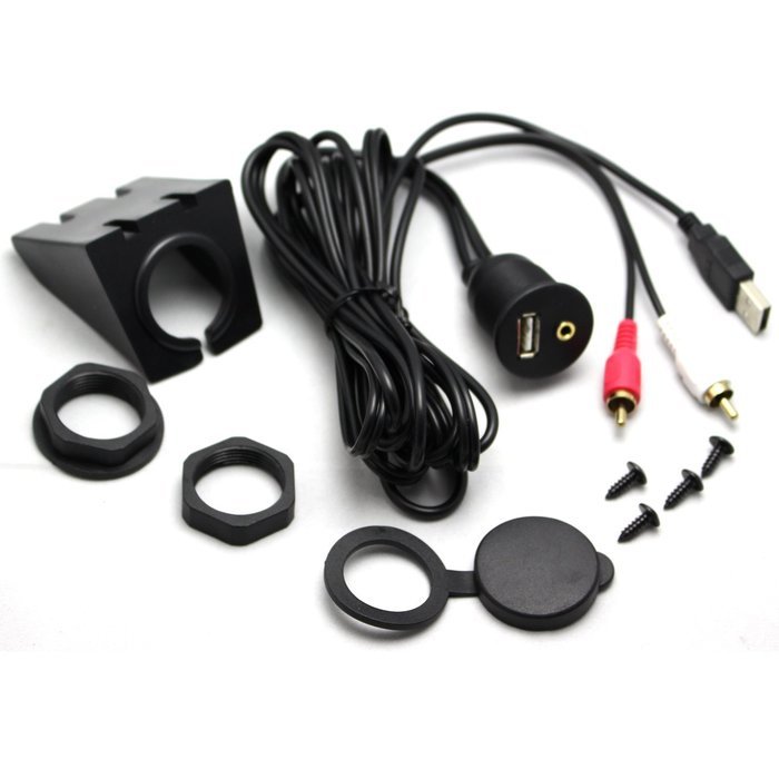 RAYSUN 1 Meter USB and 3.5mm AUX Extension Flush Mount - USB Dash Mount ...