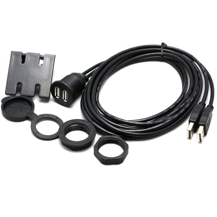 RAYSUN 1 Meter USB and 3.5mm AUX Extension Flush Mount - USB Dash Mount ...