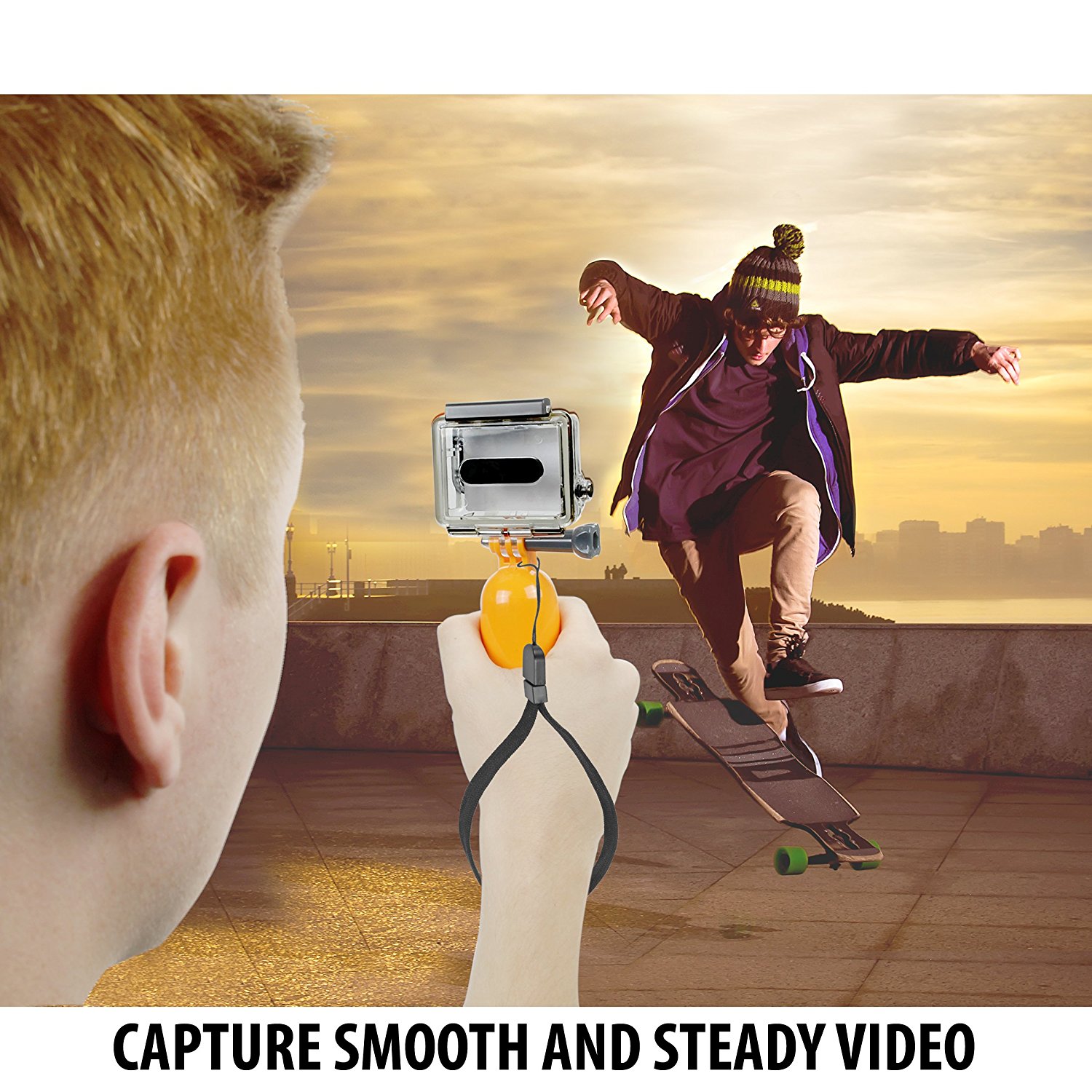 Action Cam Floating Hand Grip Mount with Wrist Strap , Universal Tripod ...