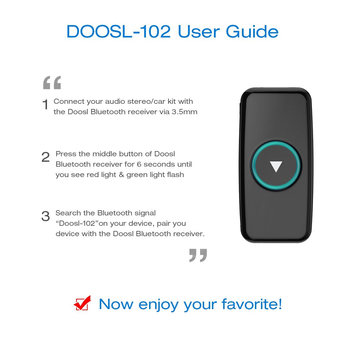 Doosl® Bluetooth Receiver, 2nd Gen Portable Wireless Music Receiver ...