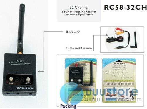 Boscam RC FPV 5.8G 5.8GHz 2000mw 32 Channels Wireless AV Transmitter TX58-2W and Receiver RC58 ...