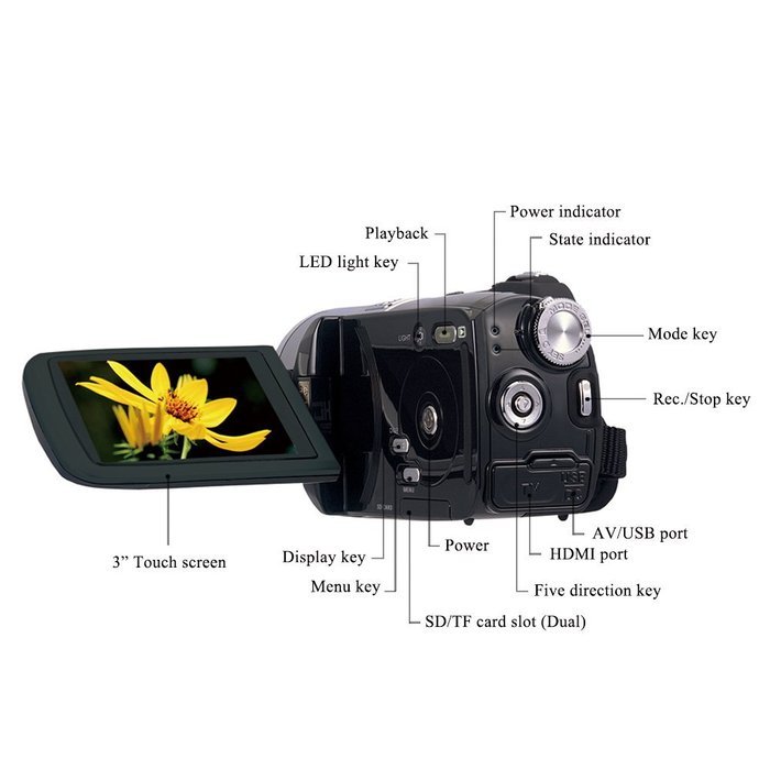 MARVUE Camcorder HD 720p 3 Inch Touch Screen Recorder Portable Digital ...