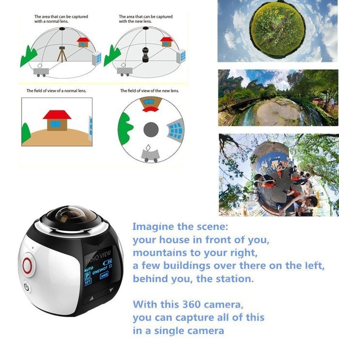 V1 Panoramic Camera 2448*2448 4K 360 Action Camera Deportiva Wifi Sport ...