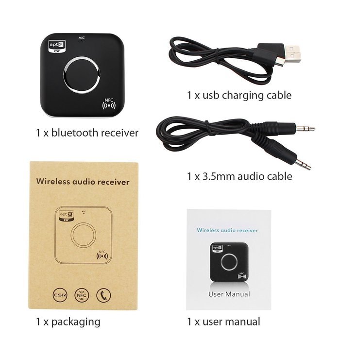 Bluetooth 4.1 Audio Receiver, Wireless Audio Adapter (APTX, NFC-Enabled ...