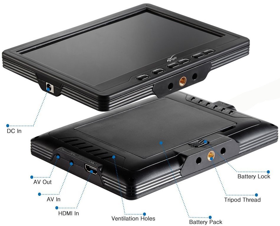 Flysight Black Pearl RC801 Lite (High End Version) 7" LCD Screen 1280 ...