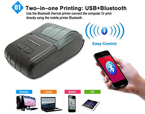 58mm Bluetooth Mini Mobile Printer Wireless Rechargeable Printer ...